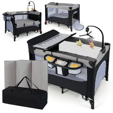 Box per bambini 6-in-1 da viaggio con fasciatoio e materasso, Lettino ...