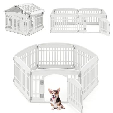 Recinto per cani in plastica con cancello pieghevole a 6 pannelli 60 cm ...