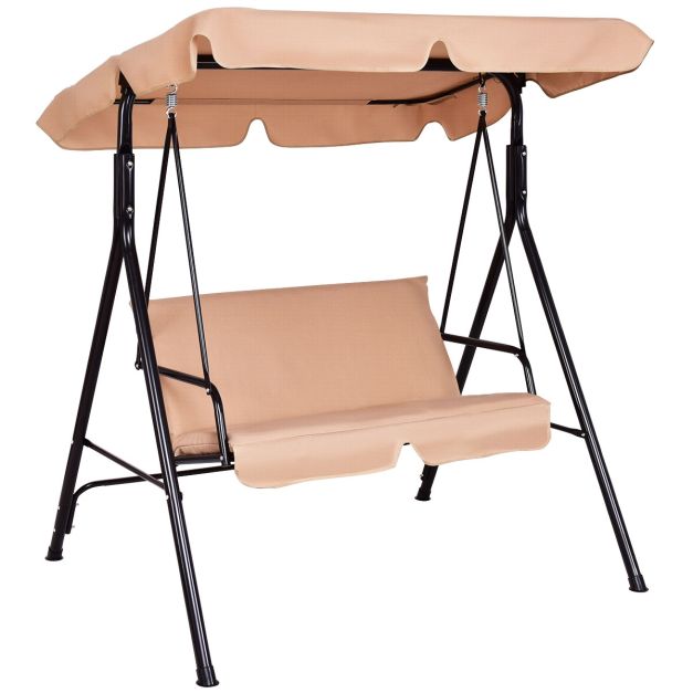 Costway Dondolo a due posti da giardino con oscurante e telaio in ...